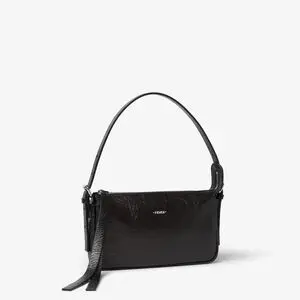 Fendi Crackled Leather Zipper Top Bag